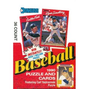 donruss 1990 baseball puzzle and cards wax box (36 packs)