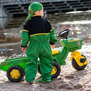 Rolly Toys John Deere 3-Wheel Trac with Trailer Ride On, Green/Yellow (52769)