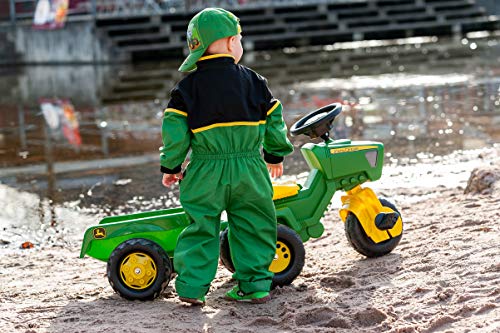 Rolly Toys John Deere 3-Wheel Trac with Trailer Ride On, Green/Yellow (52769)