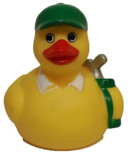 waddlers rubber ducks golf, brand rubber ducks that float upright, sports golf themed rubber ducky, bathtub rubber toy birthday party all depts. golf lovers