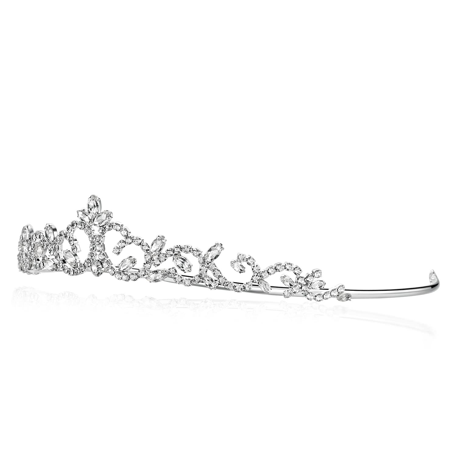 Bridal Princess Rhinestones Crystal Flower Wedding Tiara Crown - Silver Plating T463