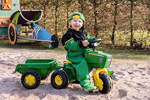 Rolly Toys John Deere 3-Wheel Trac with Trailer Ride On, Green/Yellow (52769)