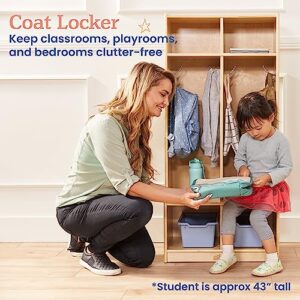 ECR4Kids 2-Section Coat Locker with Bench, Classroom Furniture, Natural