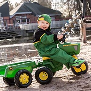 Rolly Toys John Deere 3-Wheel Trac with Trailer Ride On, Green/Yellow (52769)