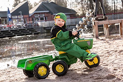 Rolly Toys John Deere 3-Wheel Trac with Trailer Ride On, Green/Yellow (52769)