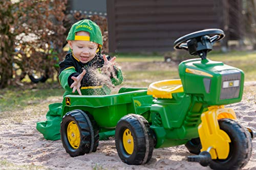 Rolly Toys John Deere 3-Wheel Trac with Trailer Ride On, Green/Yellow (52769)