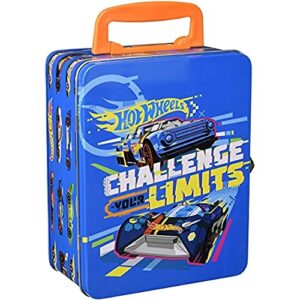 theo klein 2883 hot wheels storage case i made of metal i with storage compartments for up to 18 cars i dimensions: 21 cm x 15.5 cm x 8.5 cm i toy for children aged 3 years and up multi - colored