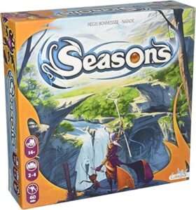 seasons board game - tactical card and dice game for wizards, engaging strategy gameplay, fun family game for kids and adults, 2-4 players, ages 14+, 60 min playtime, made by libellud