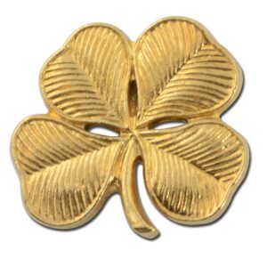 four leaf clover shamrock lapel pin – lucky gold pin for saint patrick's day – irish brooch for hats, jackets, and backpacks by stockpins – made in usa