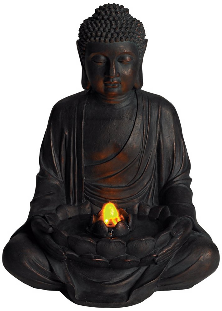 Meditating Zen Buddha Outdoor Water Fountain 27 1/2" High with LED Light Meditation Decor for Table Desk-Top Garden Yard Patio Porch Home Bedroom House Living Room Exterior - John Timberland