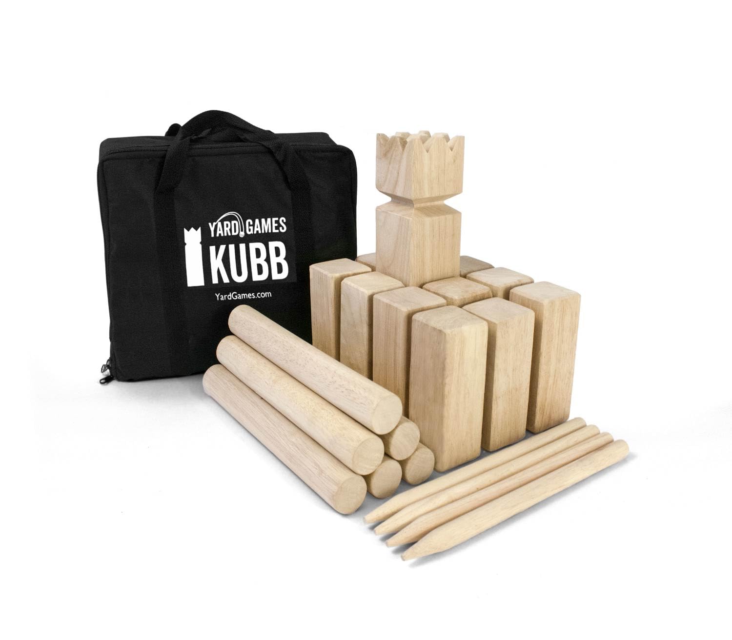 Yard Games Kubb Premium Size Outdoor Tossing Game with Carrying Case, Instructions, and Boundary Marker