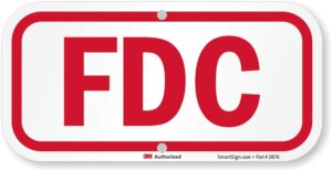 smartsign 6" x 12" fire department connection fdc sign, 63 mil, 3m laminated engineer grade reflective aluminum, red and white