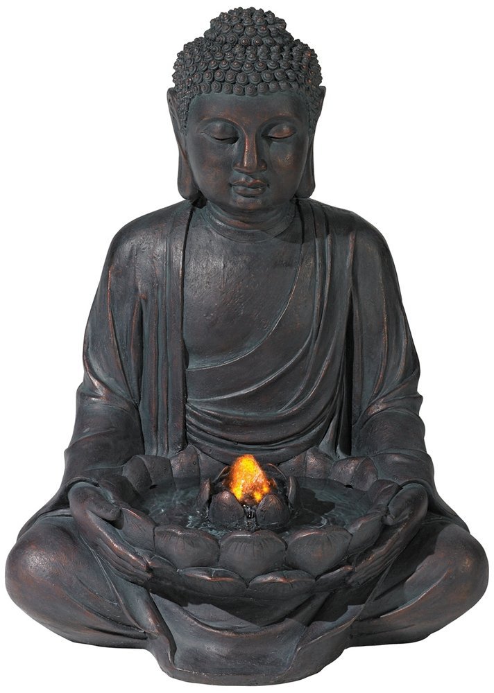 Meditating Zen Buddha Outdoor Water Fountain 27 1/2" High with LED Light Meditation Decor for Table Desk-Top Garden Yard Patio Porch Home Bedroom House Living Room Exterior - John Timberland