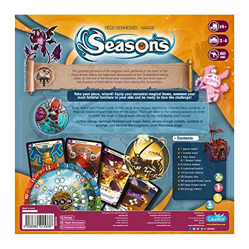 Seasons Board Game - Tactical Card and Dice Game for Wizards, Engaging Strategy Gameplay, Fun Family Game for Kids and Adults, 2-4 Players, Ages 14+, 60 Min Playtime, Made by Libellud