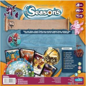 Seasons Board Game - Tactical Card and Dice Game for Wizards, Engaging Strategy Gameplay, Fun Family Game for Kids and Adults, 2-4 Players, Ages 14+, 60 Min Playtime, Made by Libellud