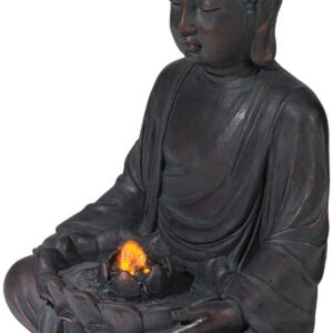 Meditating Zen Buddha Outdoor Water Fountain 27 1/2" High with LED Light Meditation Decor for Table Desk-Top Garden Yard Patio Porch Home Bedroom House Living Room Exterior - John Timberland