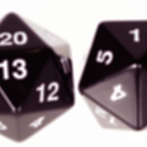 Deluxe Games and Puzzles Big Jumbo 20-Sided, d20 BLACK Dice _ Bundle of 2 Identical Dice