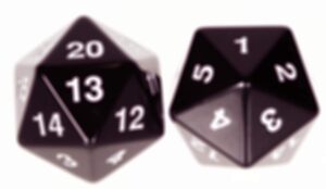 deluxe games and puzzles big jumbo 20-sided, d20 black dice _ bundle of 2 identical dice