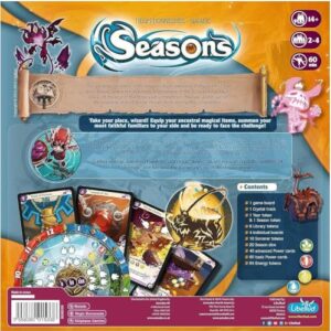 Seasons Board Game - Tactical Card and Dice Game for Wizards, Engaging Strategy Gameplay, Fun Family Game for Kids and Adults, 2-4 Players, Ages 14+, 60 Min Playtime, Made by Libellud