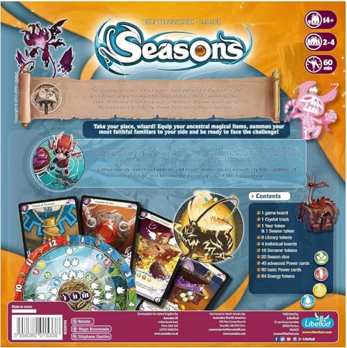 Seasons Board Game - Tactical Card and Dice Game for Wizards, Engaging Strategy Gameplay, Fun Family Game for Kids and Adults, 2-4 Players, Ages 14+, 60 Min Playtime, Made by Libellud