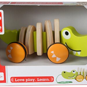 Hape Wooden Walk-A-Long Croc for Babies| Pull & Pull Walking Toy for Toddlers 12 Months and Up