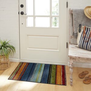 mohawk home rainbow stripe 1' 8" x 2' 10" area rug - multicolor - perfect for living room, dining room, office