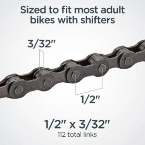 Schwinn Bike Chain, 1/2" X 3/32" Derailleur Chain, 112 Total Links, for Derailleur Bikes, Mountain Bikes, 5 to 18-Speed Bikes, Hybrid Bikes, or Comfort Bikes