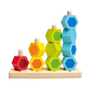 hape wooden counting stacker block set| number puzzles counting stacking game for toddlers 1y+