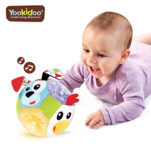 Yookidoo Baby Toys - Light Up Glow Plush Ball with Sounds - Lights N Music - Motion Activated Sensory Musical Stuffed Baby Toy Ball - Ages 3 Months +