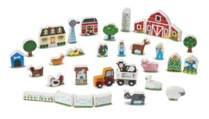 melissa & doug wooden farm and tractor play set (33 pcs)