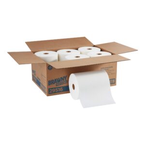 georgia-pacific brawny professional a300 disposable shop towel roll refill 29516, white, 220 linear feet per roll, 6 rolls per case