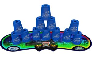 speed stacks | sport stacking competitor, blue - 12 cups, holding stem, with gx timer and mat | wssa approved