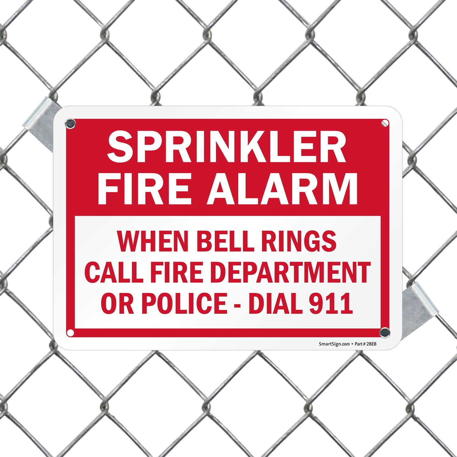 SmartSign "Sprinkler Fire Alarm - When Bell Rings Call 911" Sign | 7" x 10" Aluminum