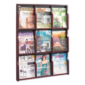 Safco 5702MH Expose Adj Magazine/Pamphlet Nine Pocket Display 29-3/4w x 38-1/4h Mahogany