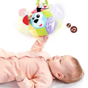 Yookidoo Baby Toys - Light Up Glow Plush Ball with Sounds - Lights N Music - Motion Activated Sensory Musical Stuffed Baby Toy Ball - Ages 3 Months +