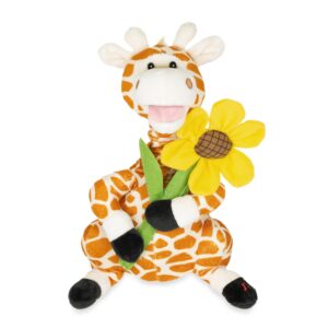 cuddle barn - gerry | giraffe animated stuffed animal plush, neck grows and mouth moves sings your love lifts me higher 12 inches