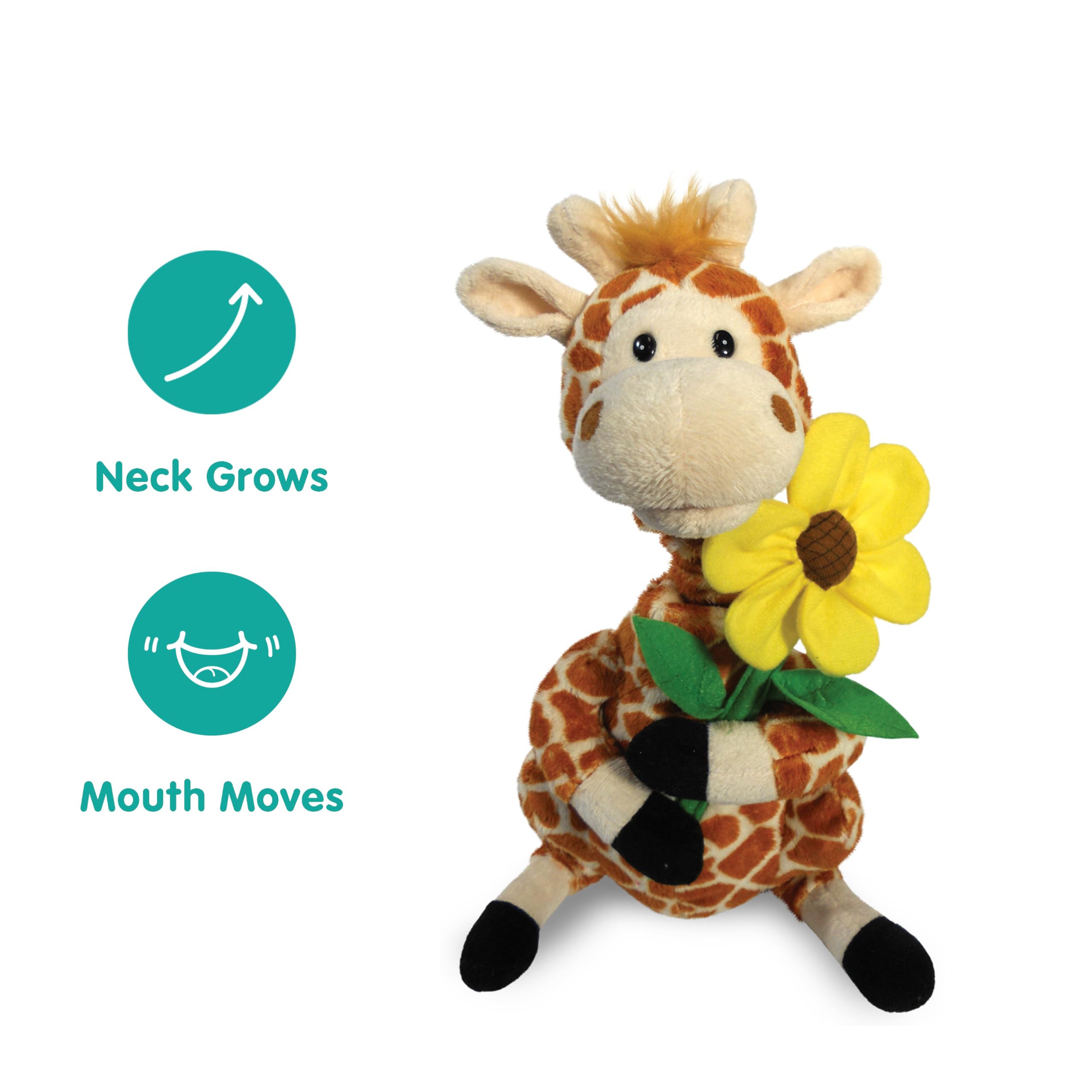 Cuddle Barn - Gerry | Giraffe Animated Stuffed Animal Plush, Neck Grows and Mouth Moves Sings Your Love Lifts Me Higher 12 inches