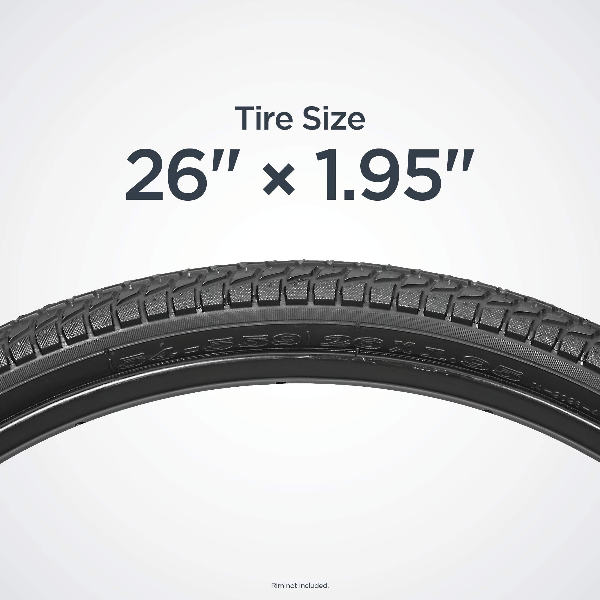 Schwinn Replacement Bike Tire, 26" x 1.95" Hybrid Bike Tire, Smooth Tread Pattern, Puncture Guard, Fits Internal Rim Widths 19mm-29mm, PSI Range 40 to 65