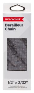 schwinn bike chain, 1/2" x 3/32" derailleur chain, 112 total links, for derailleur bikes, mountain bikes, 5 to 18-speed bikes, hybrid bikes, or comfort bikes