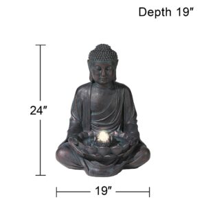 Meditating Zen Buddha Outdoor Water Fountain 27 1/2" High with LED Light Meditation Decor for Table Desk-Top Garden Yard Patio Porch Home Bedroom House Living Room Exterior - John Timberland