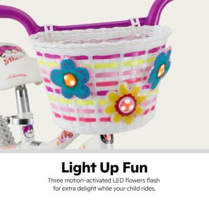 Schwinn Bike Basket for Kids With Light-Up Flowers, Front Handlebar, Bicycle Accessories for Boys and Girls, Fits Most Bikes