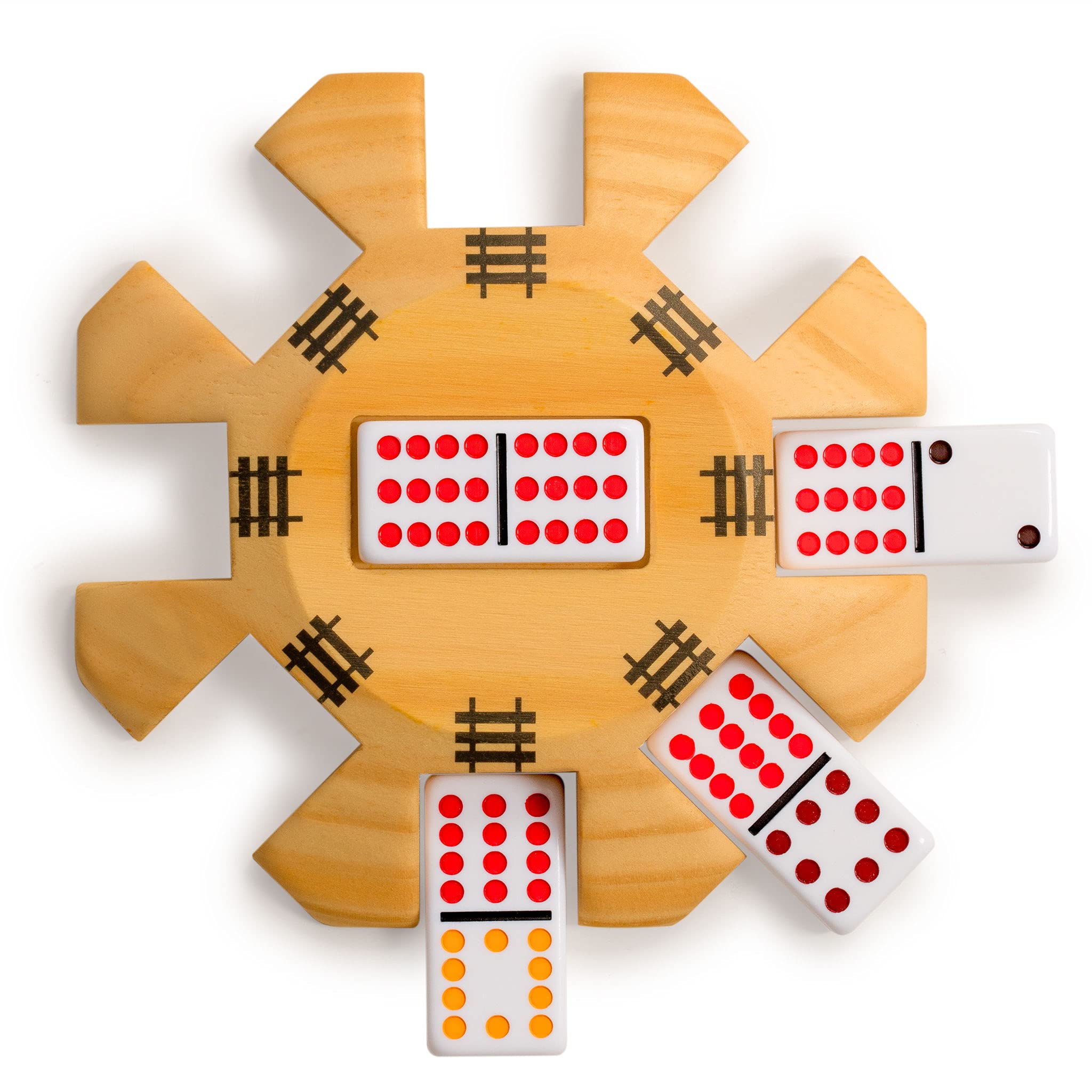 Yellow Mountain Imports Wooden Hub Centerpiece for Mexican Train Dominoes Game (up to 8 Players) - 5.8 Inches