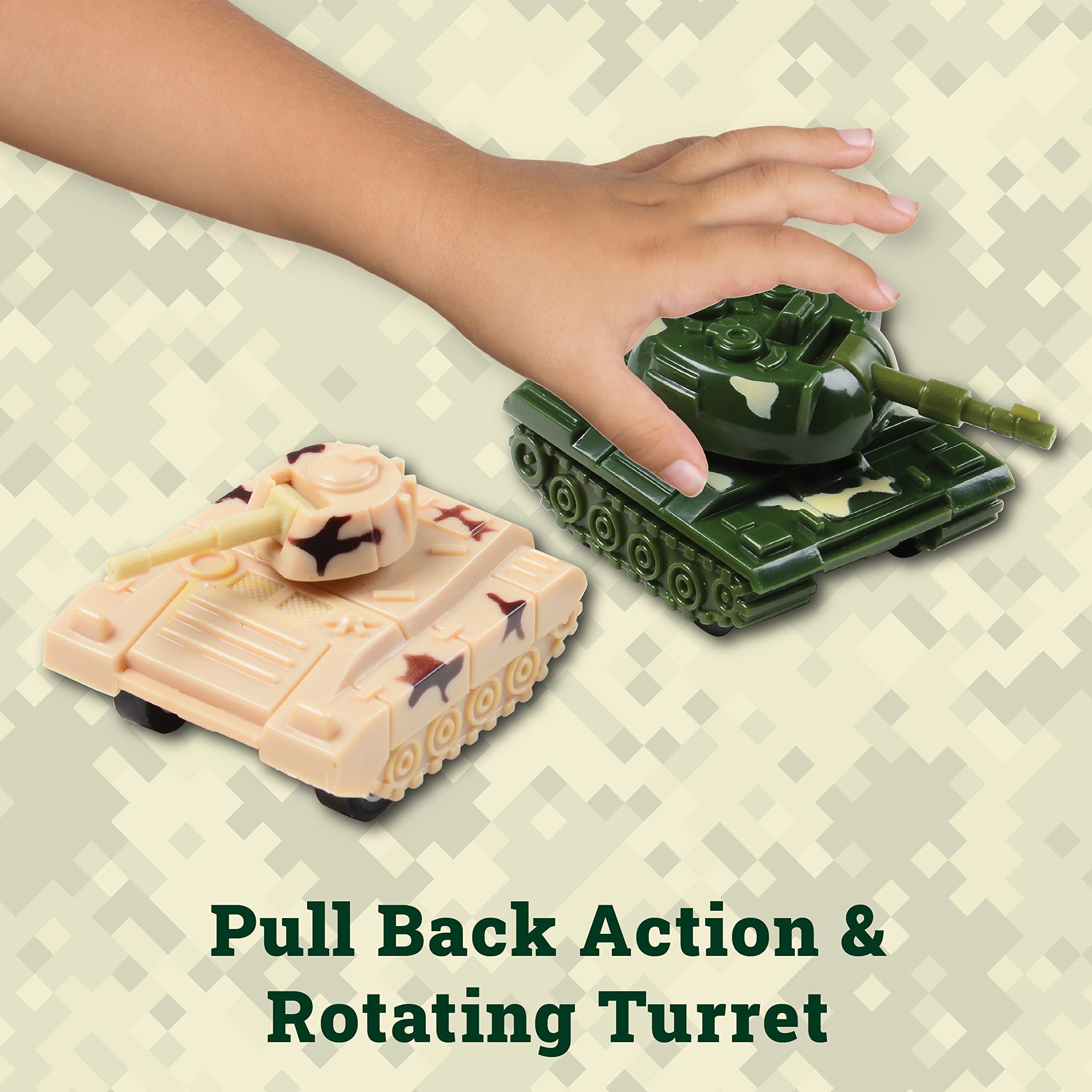 Kid Fun Pull Back Tanks, Army Toys for Imaginative Play, Use Toy Cars with Little Army Men, Toys for Kids, Ages 3 Years