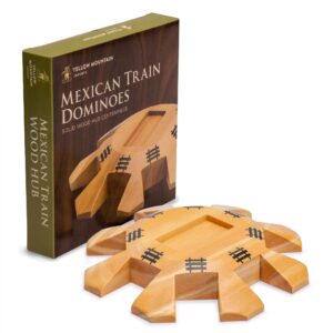 yellow mountain imports wooden hub centerpiece for mexican train dominoes game (up to 8 players) - 5.8 inches