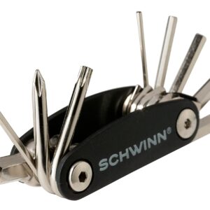 Schwinn 9 in 1 Multi-Purpose Tool Kit for Bikes, Compact and Convenient Design, Hex Wrenches, Phillips Screwdriver, and T25 Torx wrench