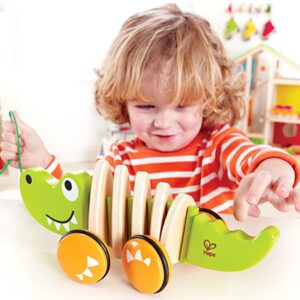 Hape Wooden Walk-A-Long Croc for Babies| Pull & Pull Walking Toy for Toddlers 12 Months and Up