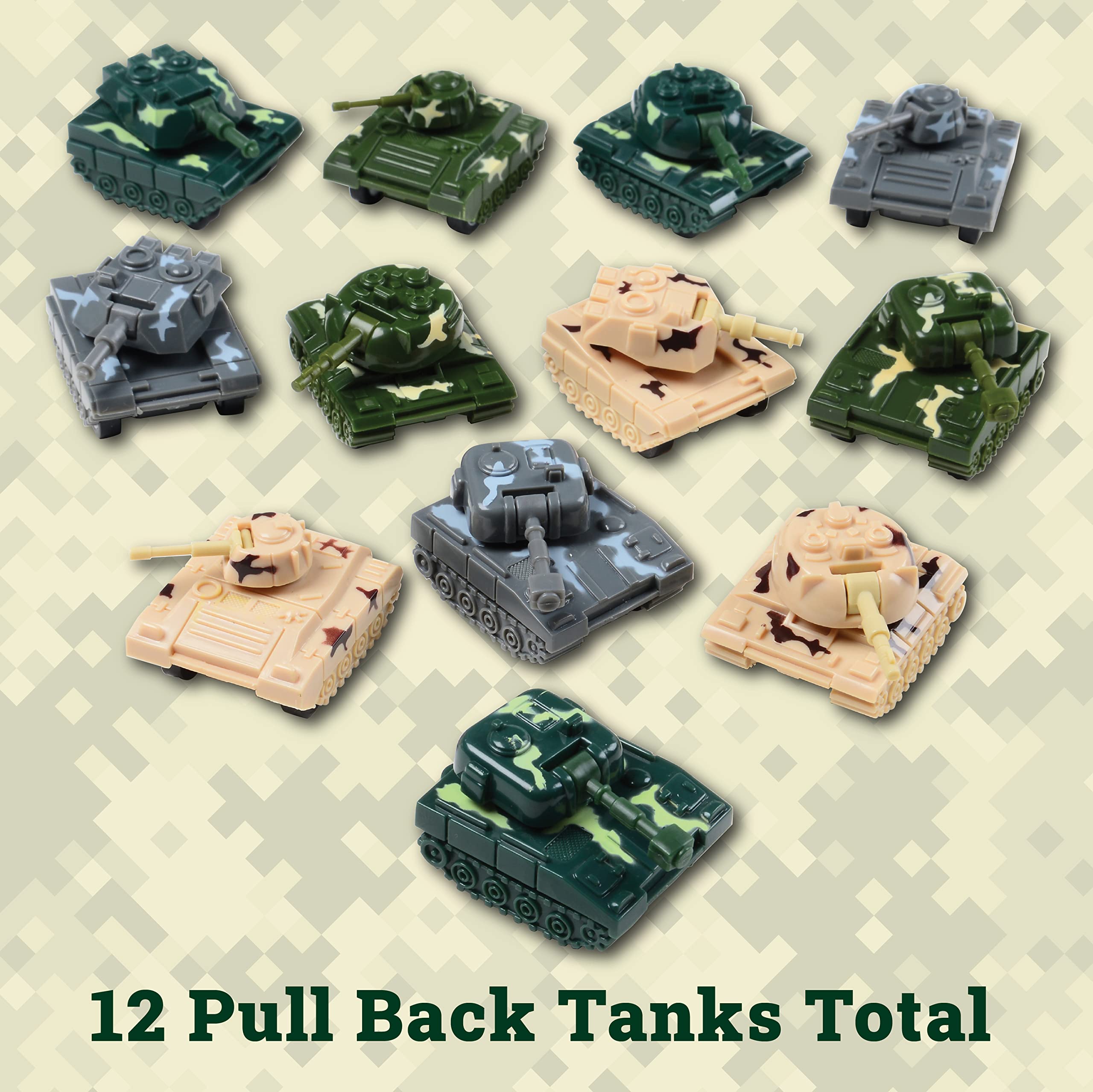 Kid Fun Pull Back Tanks, Army Toys for Imaginative Play, Use Toy Cars with Little Army Men, Toys for Kids, Ages 3 Years