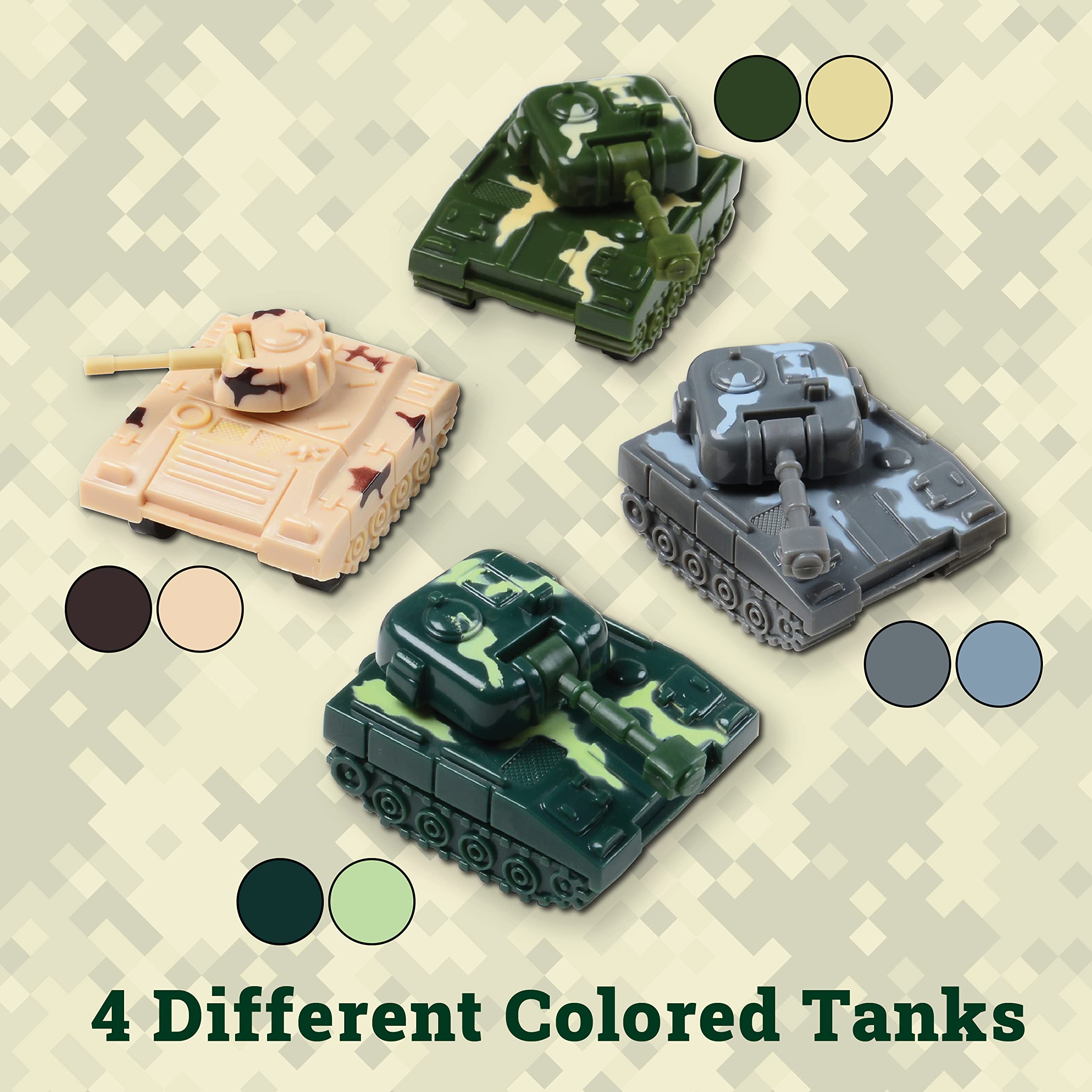 Kid Fun Pull Back Tanks, Army Toys for Imaginative Play, Use Toy Cars with Little Army Men, Toys for Kids, Ages 3 Years