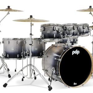 PDP By DW 7-Piece Concept Maple Shell Pack with Chrome Hardware Silver to Black Fade