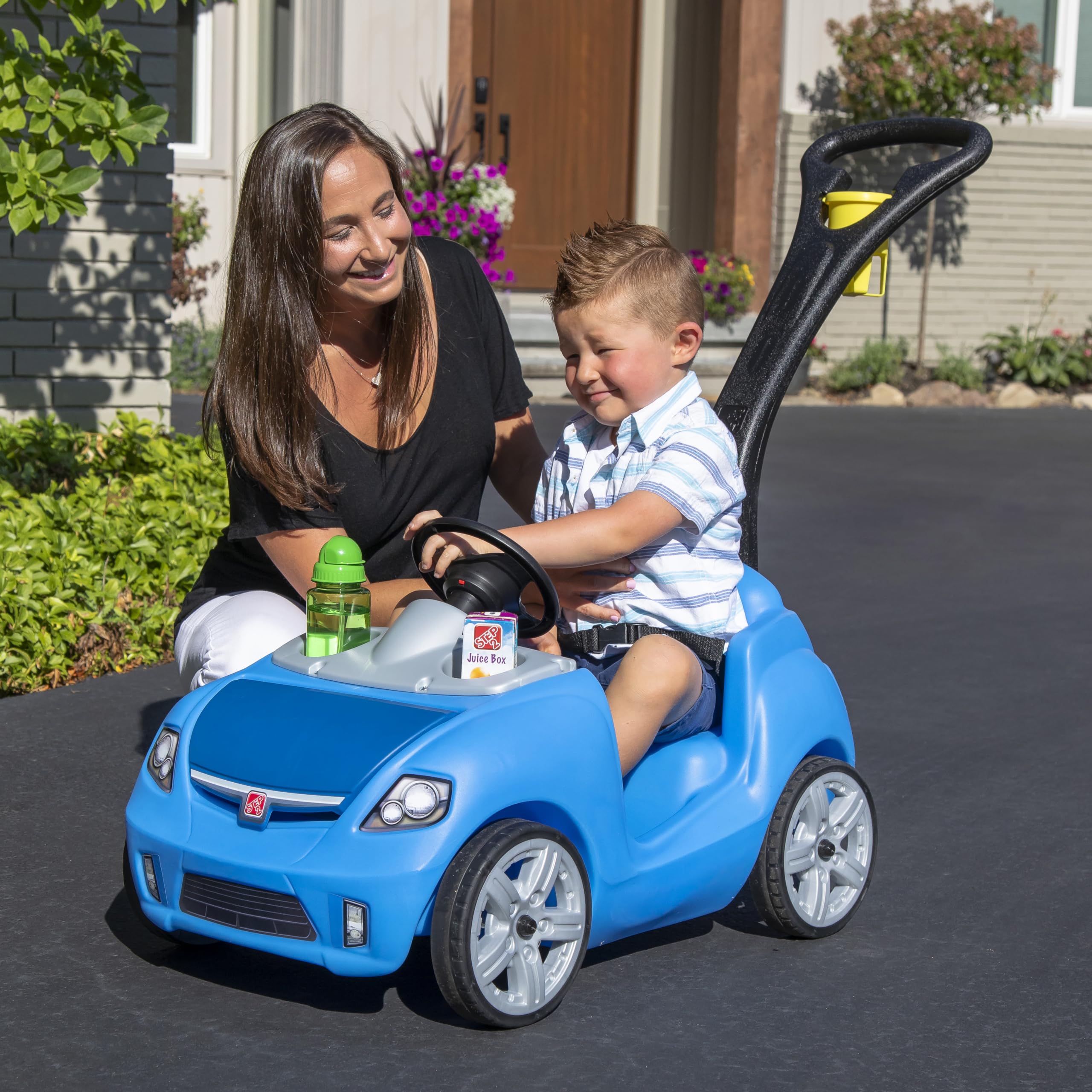 Step2 Whisper Ride II Buggy Kids Push Car, Ride On Toy, Stroller Substitute, Includes Seat Belt & Horn, Made of Durable Plastic, Max Weight 50 lbs., For Toddlers 1.5-4 Years Old, Blue